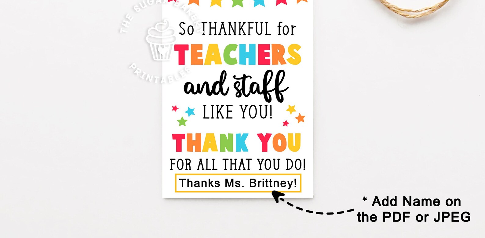 Printable Teacher Appreciation Tags Thank You TEACHER Tag STAFF ...