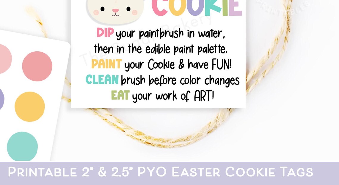 PYO Easter Cookie Tag, Easter Bunny Cookie Pyo Instructions, PYO Cookie ...