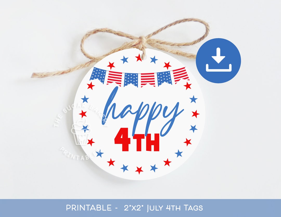 Happy 4th Printable Cookie Tag, July 4th Independence Day CUPCAKE ...
