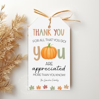 Thanksgiving Gift Tag Turkey Tags Thank You for All You Do Fall Teacher ...