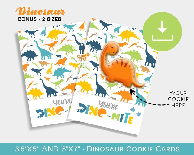 You're DINO-MITE Cookie Card Dinosaur Cookie Card - Etsy