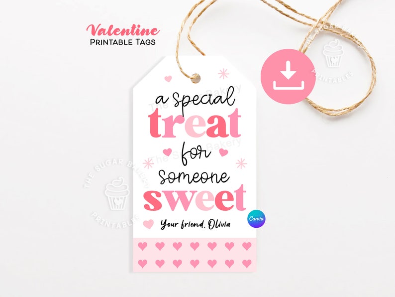 Printable Valentine Gift Tag, A Special TREAT for Someone SWEET Tags ...