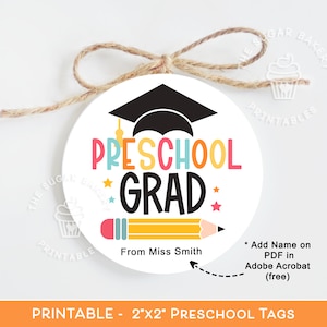 Preschool Graduation Tag Printable, PRESCHOOL Graduation Tag ...
