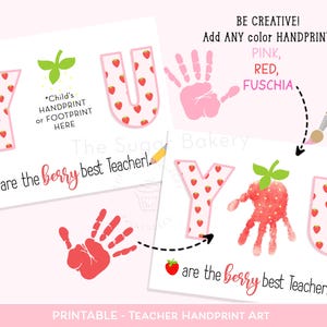 Teacher Berry Handprint Craft Printable Strawberry HANDPRINT Art for ...