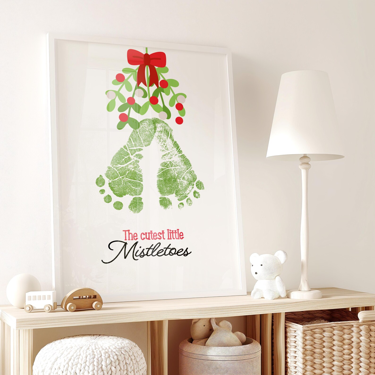 Mistletoes Footprint Art, Christmas Mistletoe Art, Mistletoes Craft ...