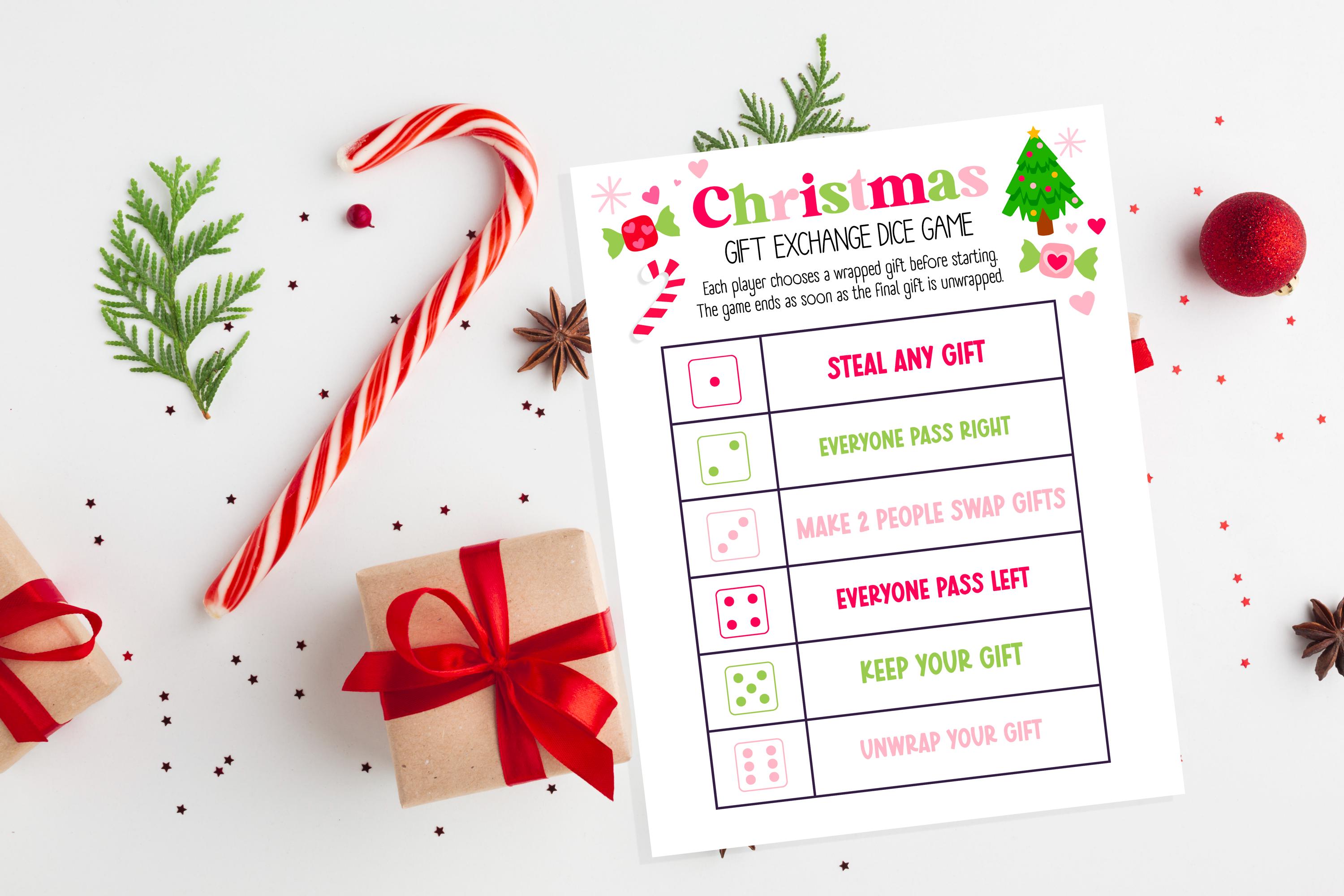 Christmas Dice Game Printable Fun Classroom Gift Exchange Game for Kids ...