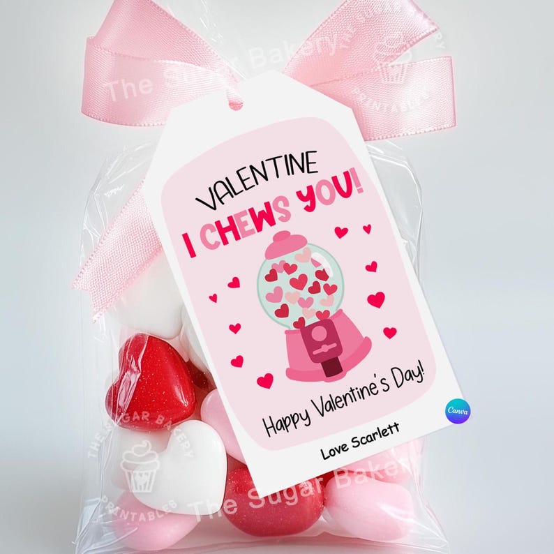 Printable I Chews You Valentine's Day Tag, Kids Classroom Gum Candy ...