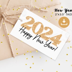 Printable New Years Tags 2024, Happy New Years Gift Tag, New Years ...