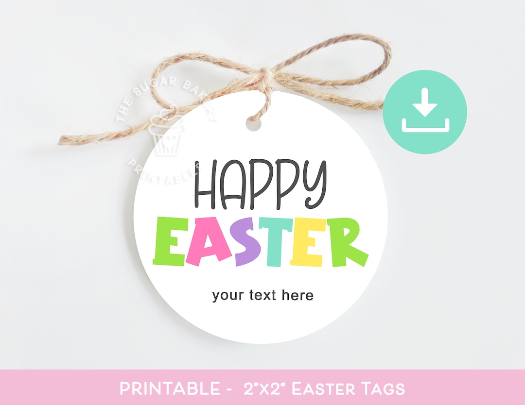 Happy Easter Gift TAGS, Round Easter Cookie Tags, Printable Easter Gift ...