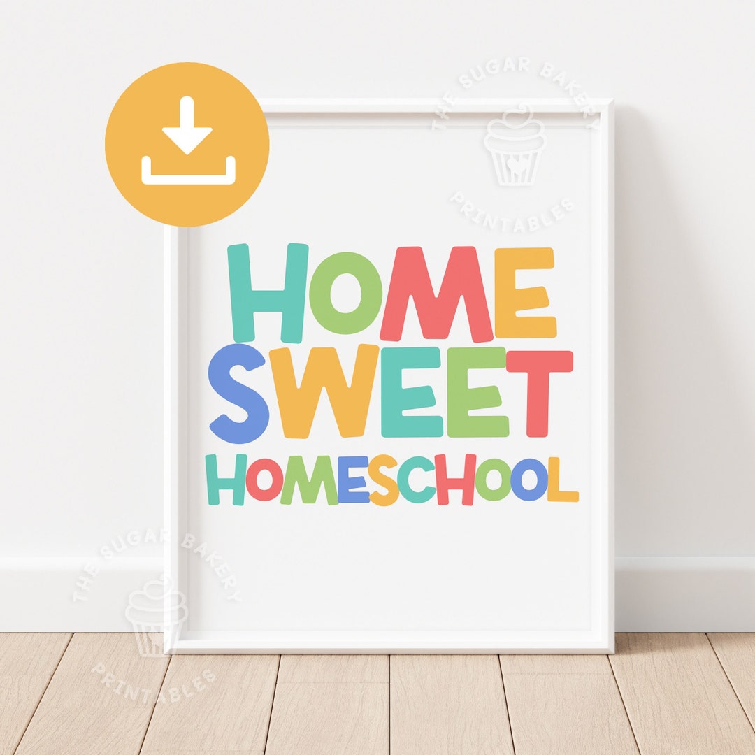 Home Sweet Homeschool Sign, Homeschool Decor, Primary Colors Wall Art ...