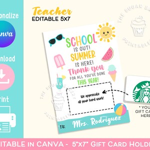 EDITABLE Teacher GIFT CARD Holder Teacher Coffee Gift Card - Etsy