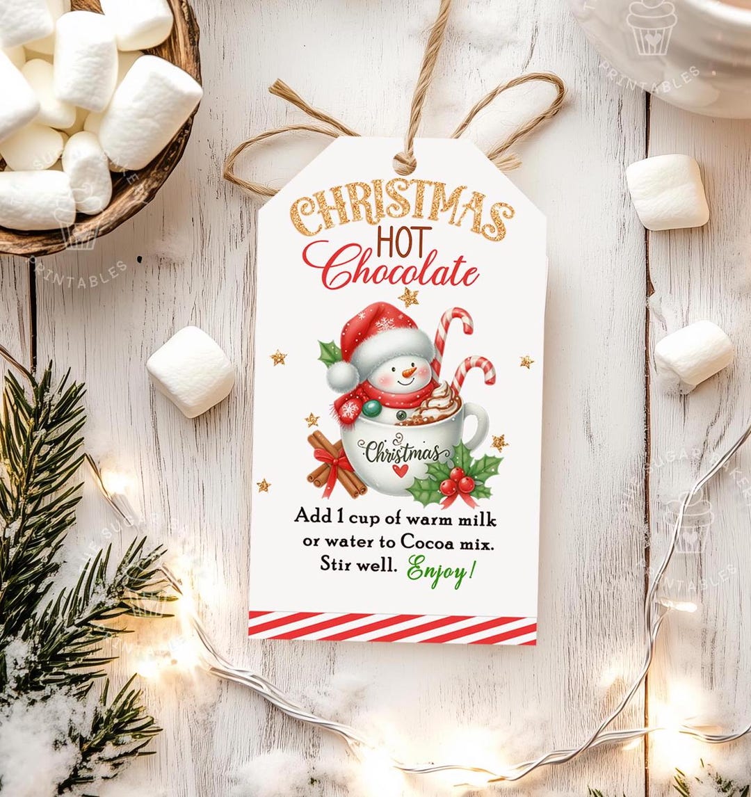 Printable Hot Chocolate Mix Gift Tags, SNOWMAN Hot Cocoa Mix Tags ...