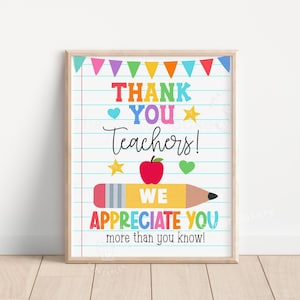 TEACHER Appreciation Sign Printable Thank You Teachers Appreciation ...