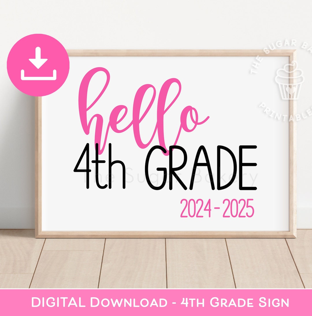 First Day of 4th Grade Sign, Printable First Day 4th Grade SIGN Hot ...