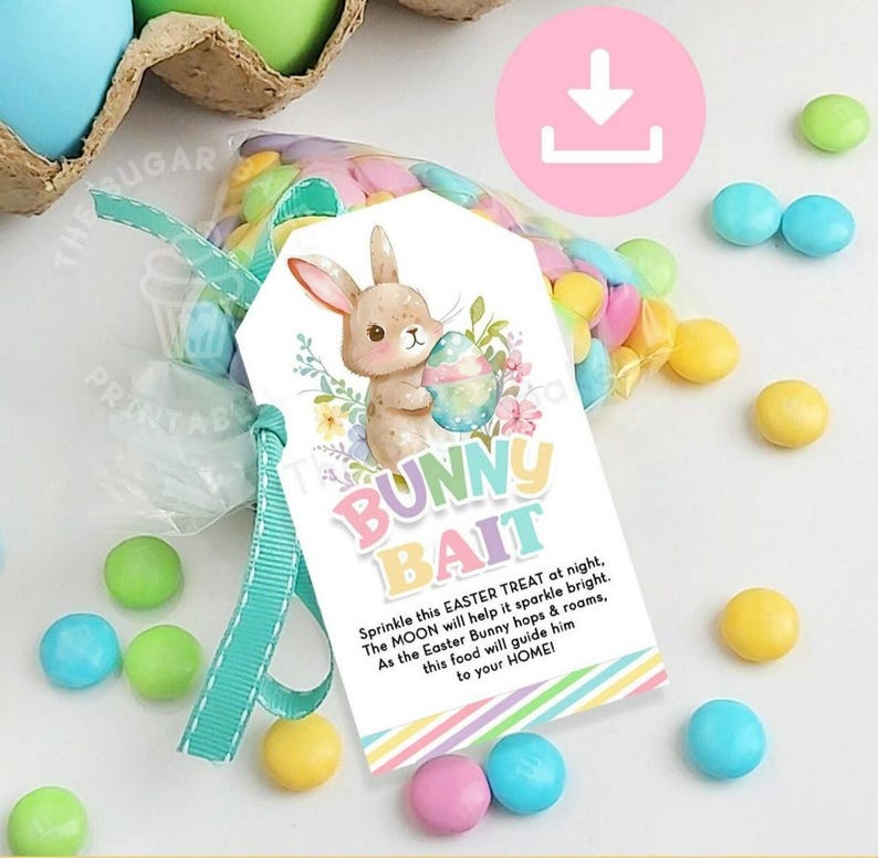 Bunny Bait Tag, Easter BUNNY BAIT TAG, Bunny Bait Printable, Easter ...