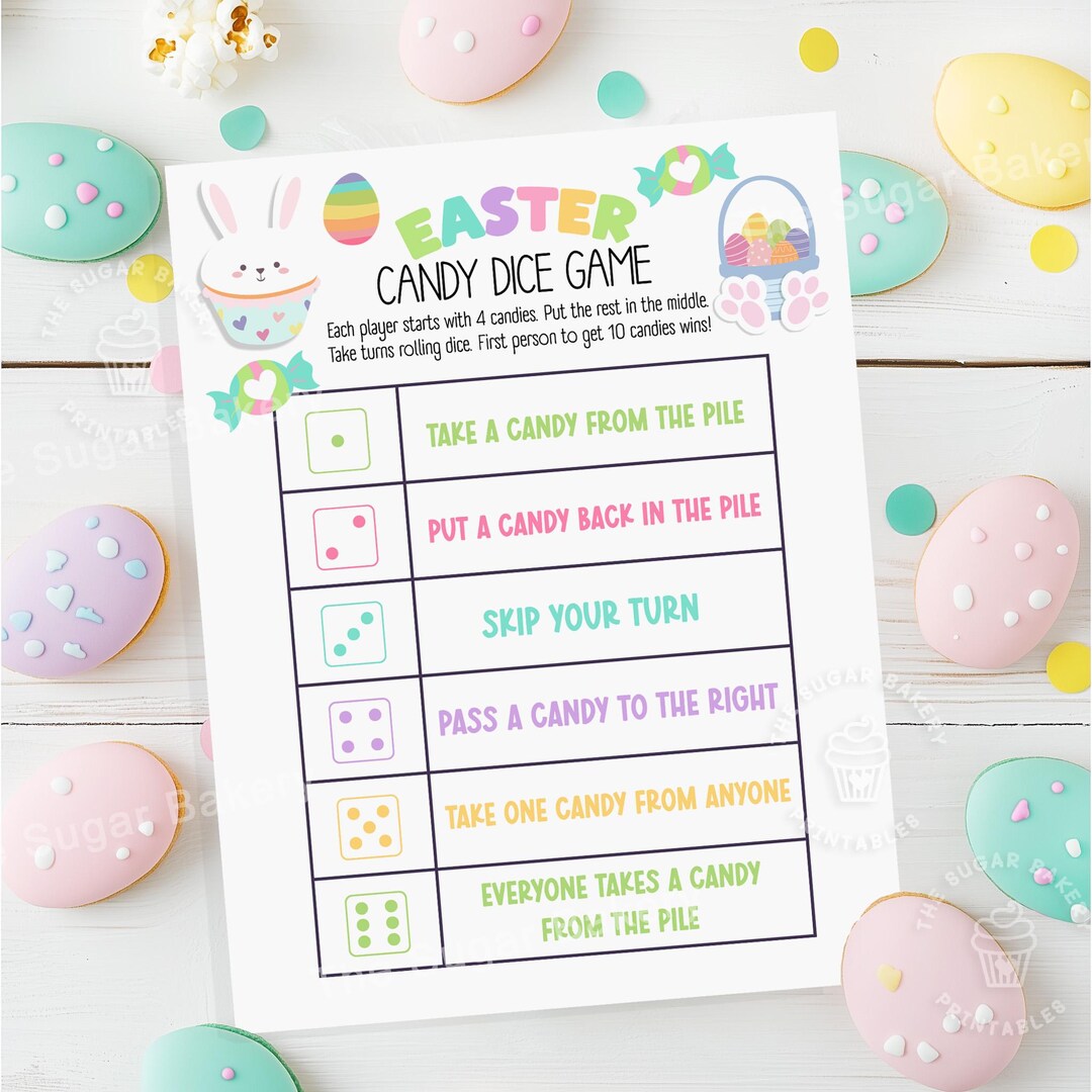 Easter Dice Game Printable Fun Classroom Candy Exchange Game for Kids ...