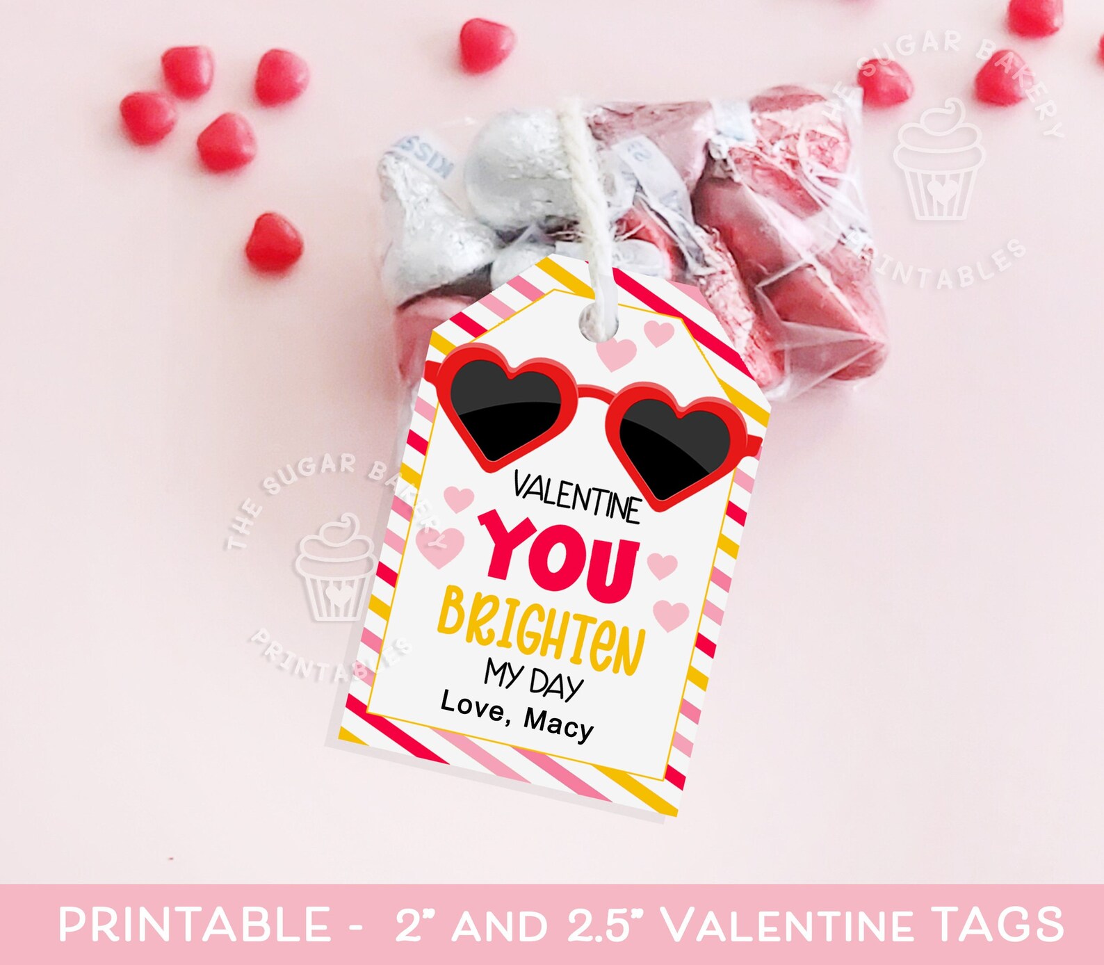 Printable HEART Sunglasses Valentine TAGS, You Brighten My Day ...
