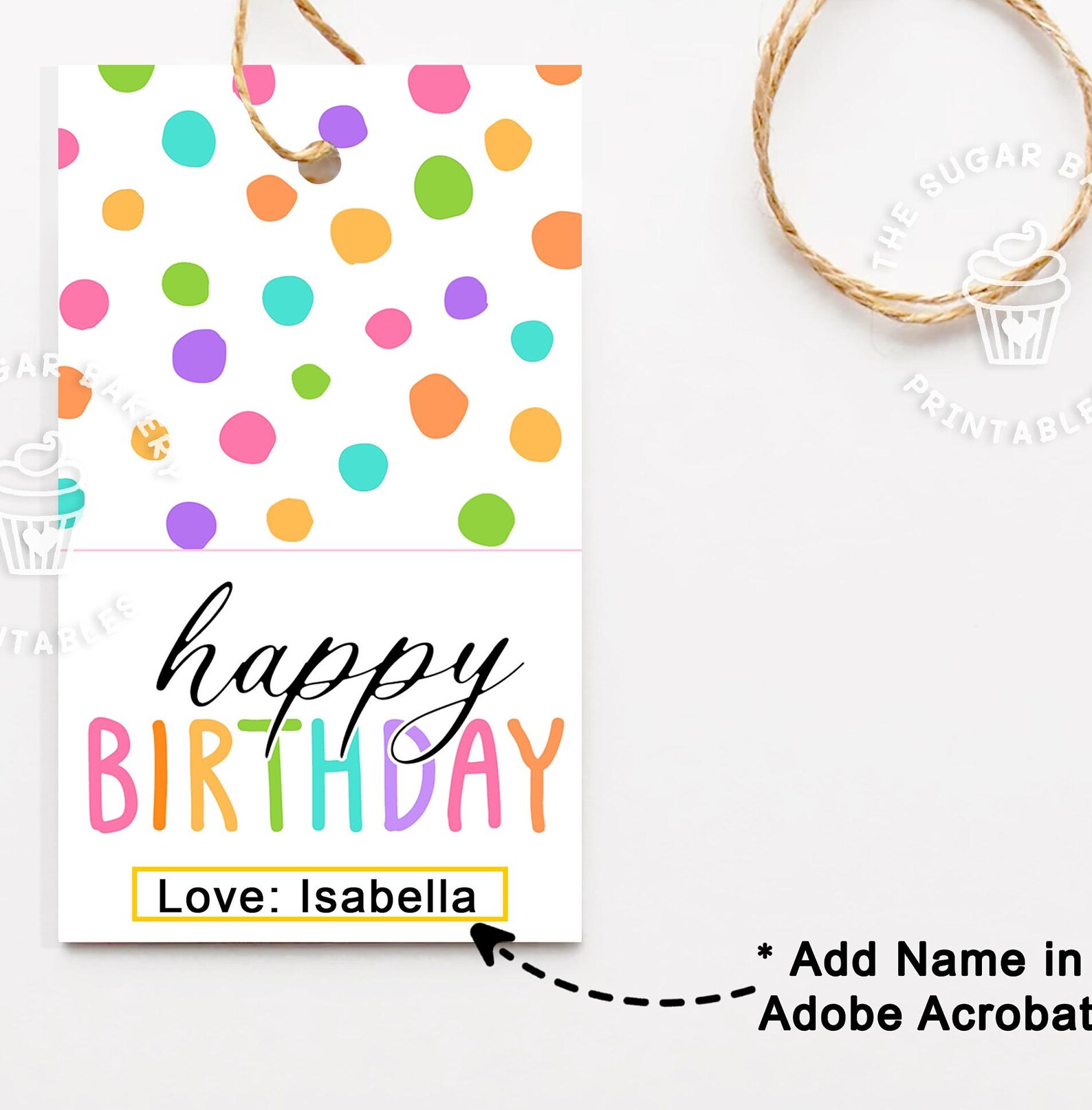 Happy Birthday Printable Cookie TAGS, Rainbow Polka Dot Birthday Gift ...