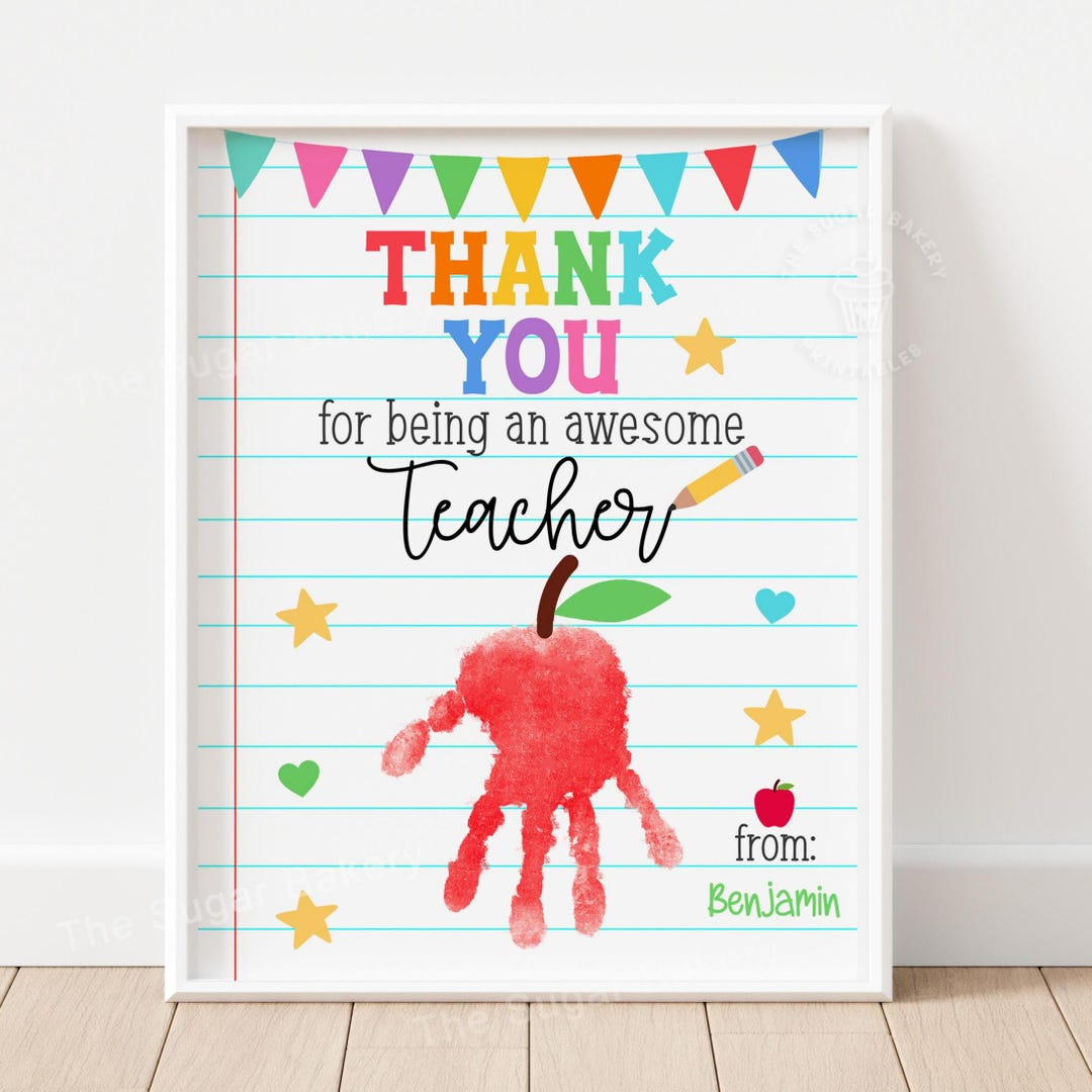 Teacher Appreciation Handprint Craft Printable Last Day of School Thank ...