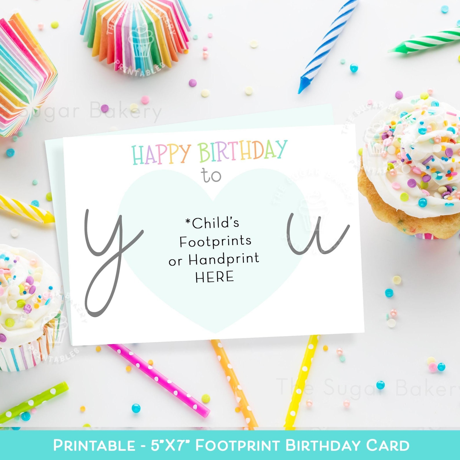Happy Birthday Footprint Handprint Card Printable Birthday Gift Card ...