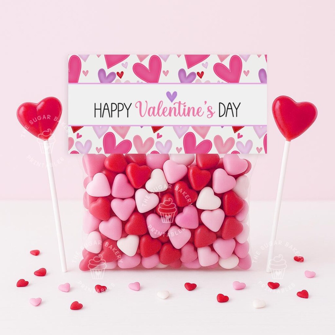 Valentine Treat Bag Topper, Valentines Day COOKIE BAG TOPPER, Happy ...