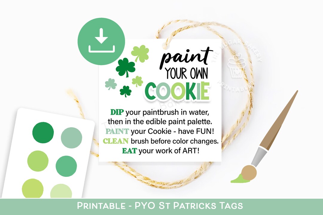 PYO St Patrick's Day Cookie Tags, St. Patrick's Paint Your Own Cookie ...