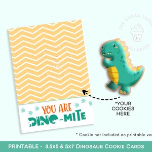 Dinosaur Cookie Card, Printable Dinosaur Cookie Card, You Are DINO-MITE ...
