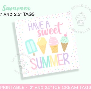 Have a Sweet Summer Tag, Ice Cream Cookie Treat Tag, TEACHER Thank You ...