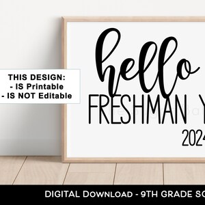 First Day of FRESHMAN YEAR, 1st Day 9th Grade School Sign, Hello ...