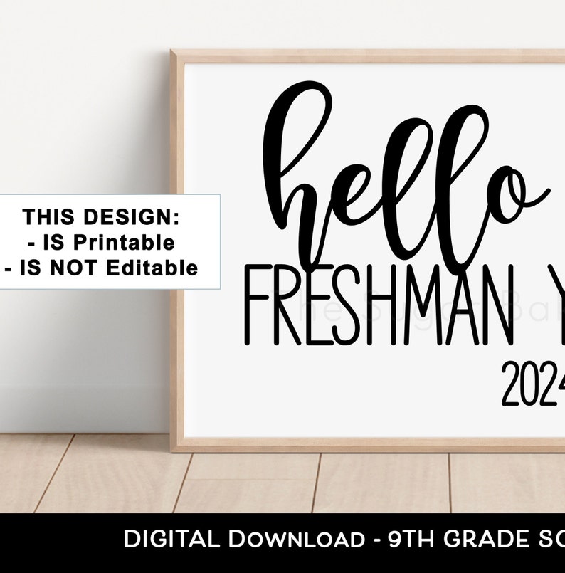 First Day of FRESHMAN YEAR Sign Printable 1st Day of 9th Grade School ...