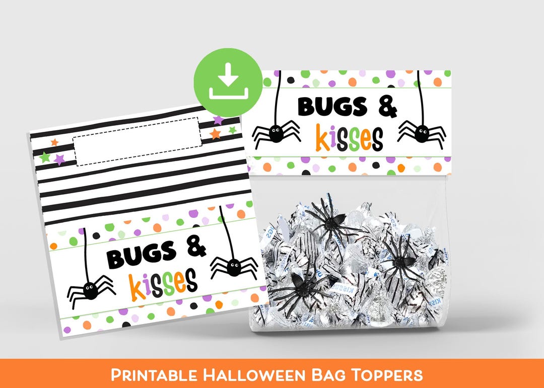 Bugs & Kisses Halloween TREAT Bag TOPPER, Halloween Treat Bag Topper ...
