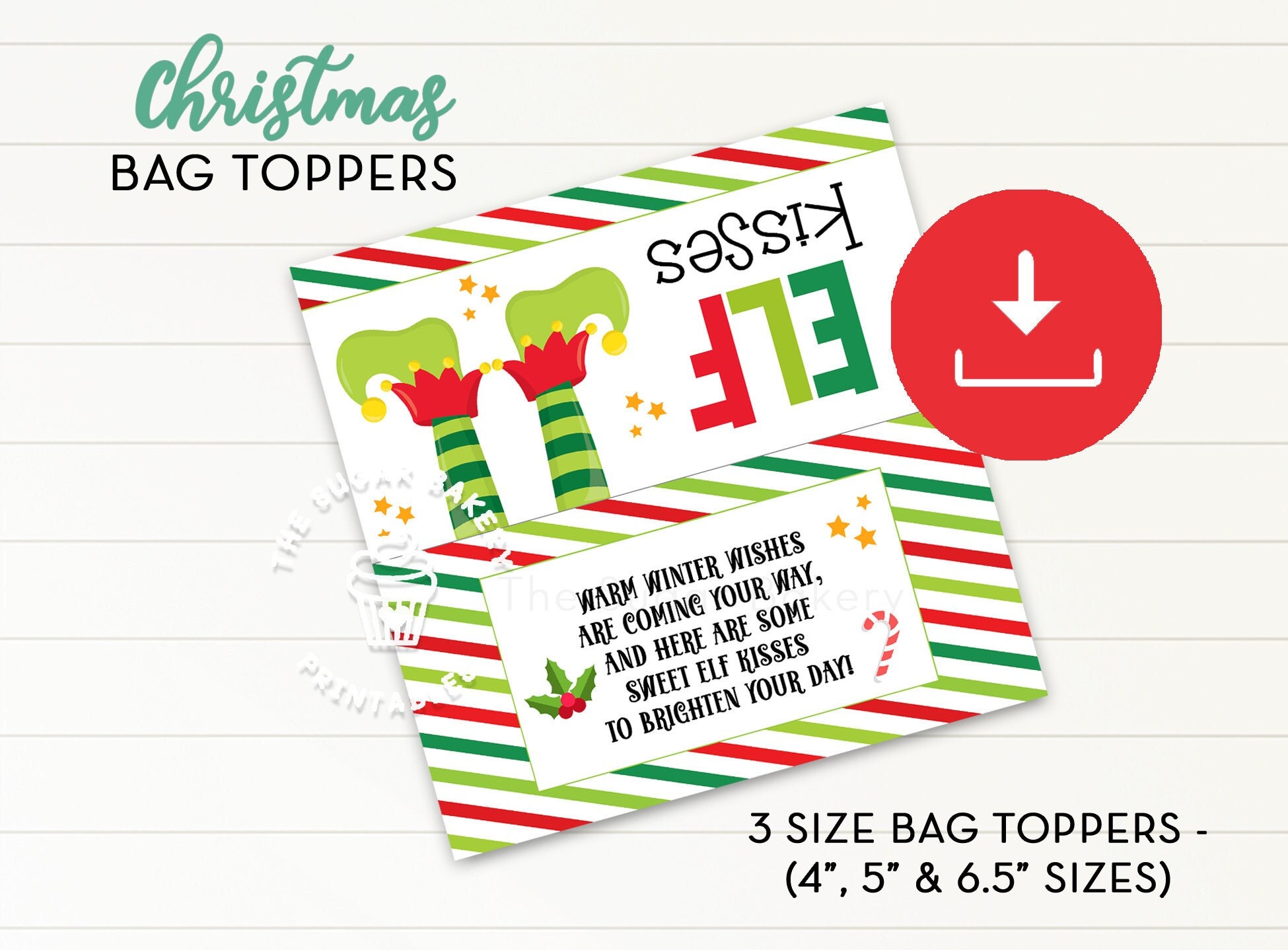 ELF KISSES Treat Bag Topper Printable Elf Kisses Cookie Bag - Etsy ...