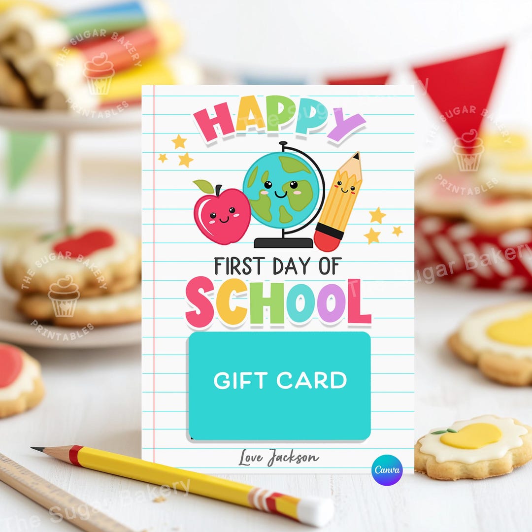 Back to School Teacher GIFT CARD Holder EDITABLE Happy First Day of ...