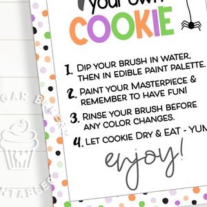 PYO Cookie Halloween TAGS, PYO Cookie Instructions & Directions, Paint ...