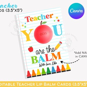 Teacher Appreciation Gift Tag, End of School Gift, You're the BALM Card ...