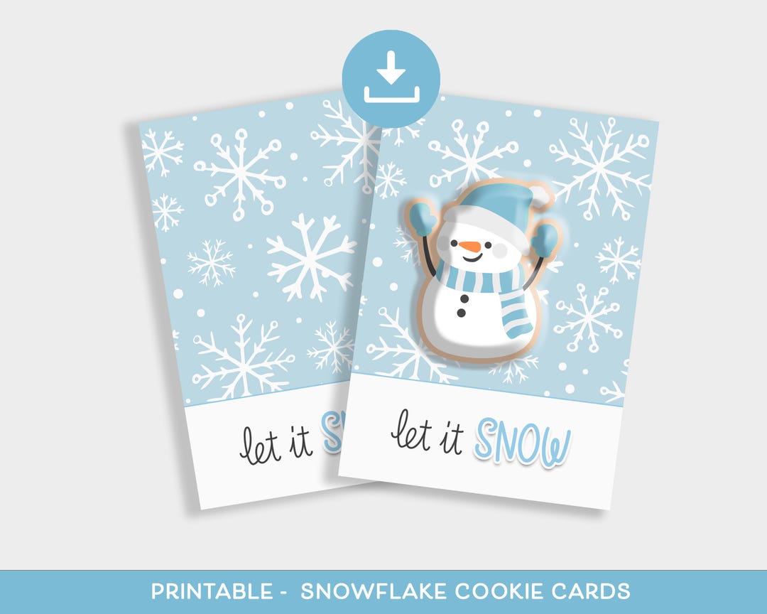 Let It SNOW Cookie Card, Snowflake Cookie Card, Snowman Card, Merry ...