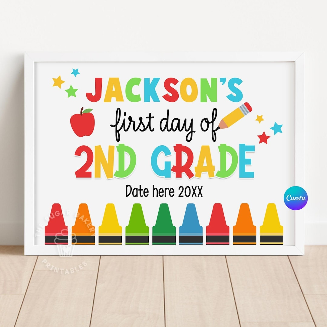 First Day of 2nd GRADE Printable SIGN Editable 1st Day of Second Grade ...