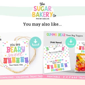 BEARY Glad Friends Gummy Bear Tag, Gummy Bear Valentine Tag, Valentine ...