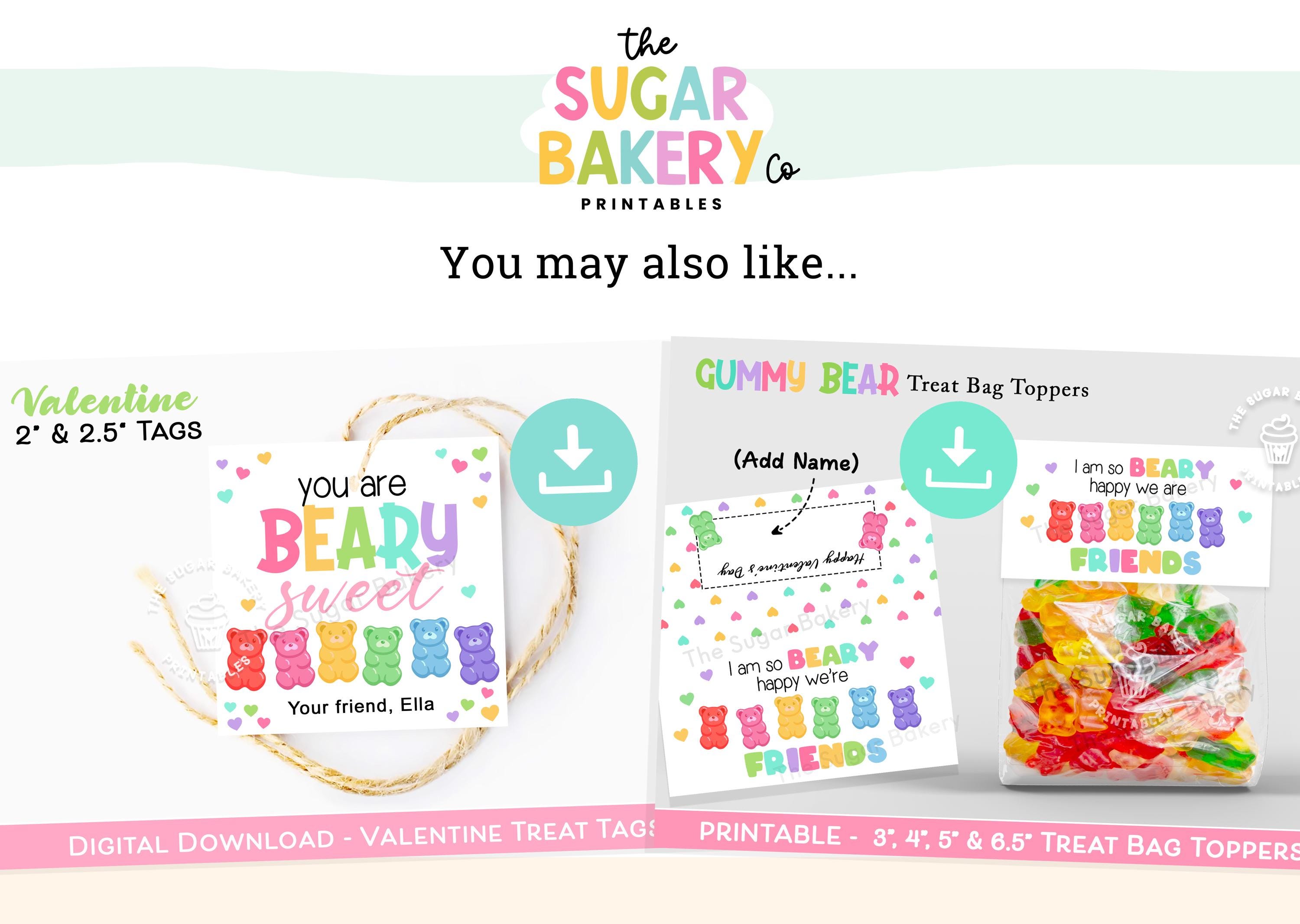 BEARY Glad Friends Gummy Bear Tag, Gummy Bear Valentine Tag, Valentine ...