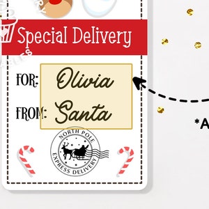 Editable Santa Claus Gift Tags, Special Delivery From the NORTH POLE ...