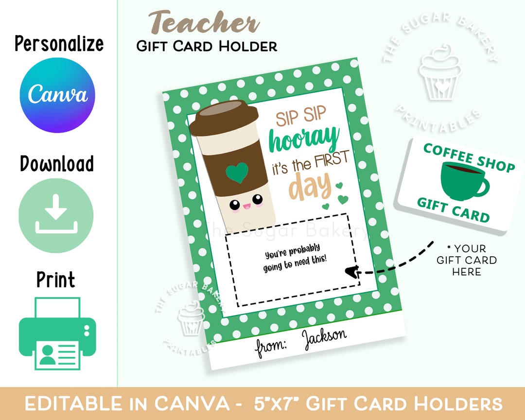 PRINTABLE Back to School Coffee Teacher Gift Card Holder - Etsy