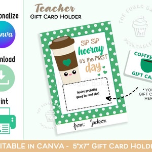 PRINTABLE Back to School Coffee Teacher Gift Card Holder, Editable ...