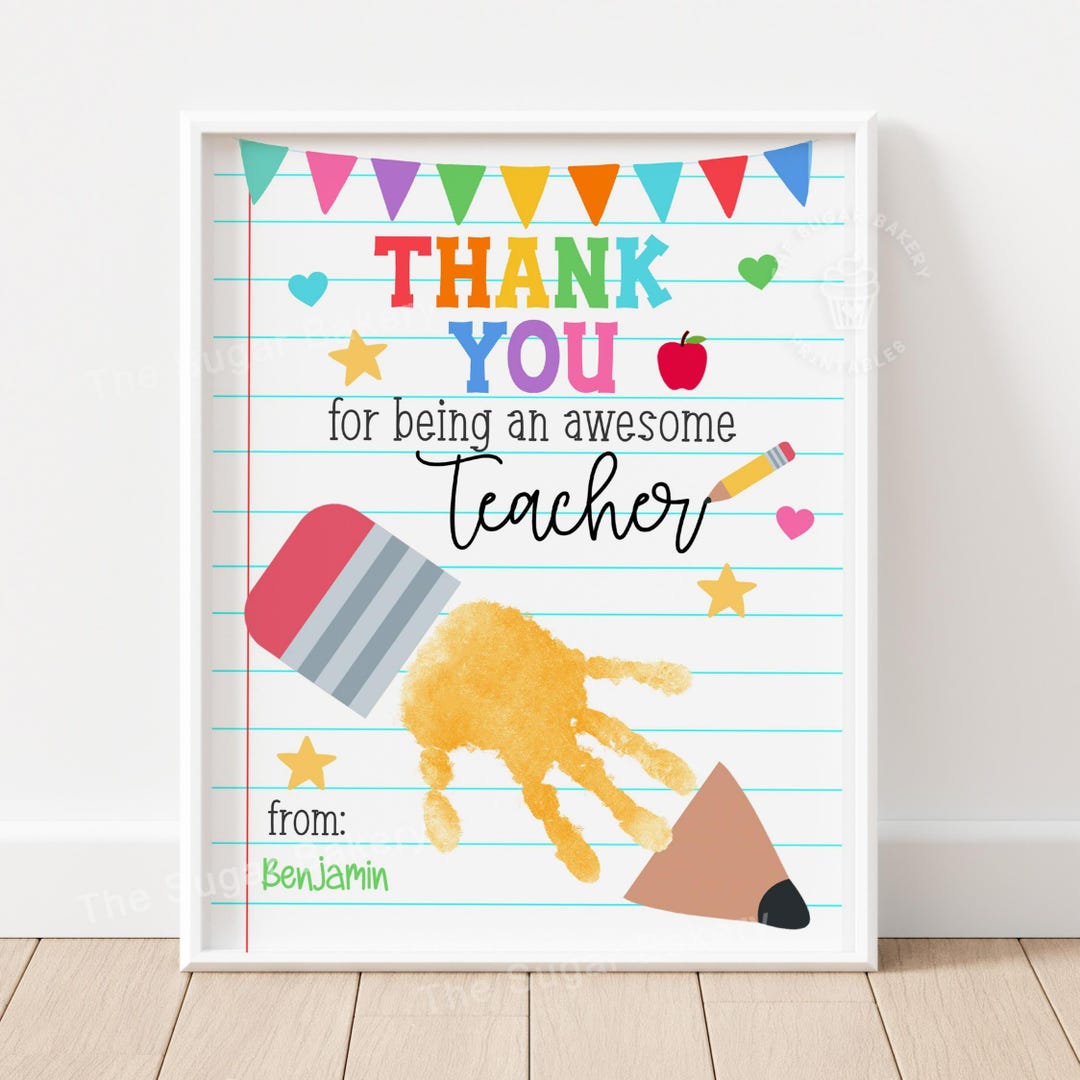 Teacher Appreciation Handprint Craft Printable Last Day School Thank ...