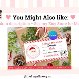 Editable SANTA Gift Voucher, Gift Certificate Christmas, Christmas Gift ...