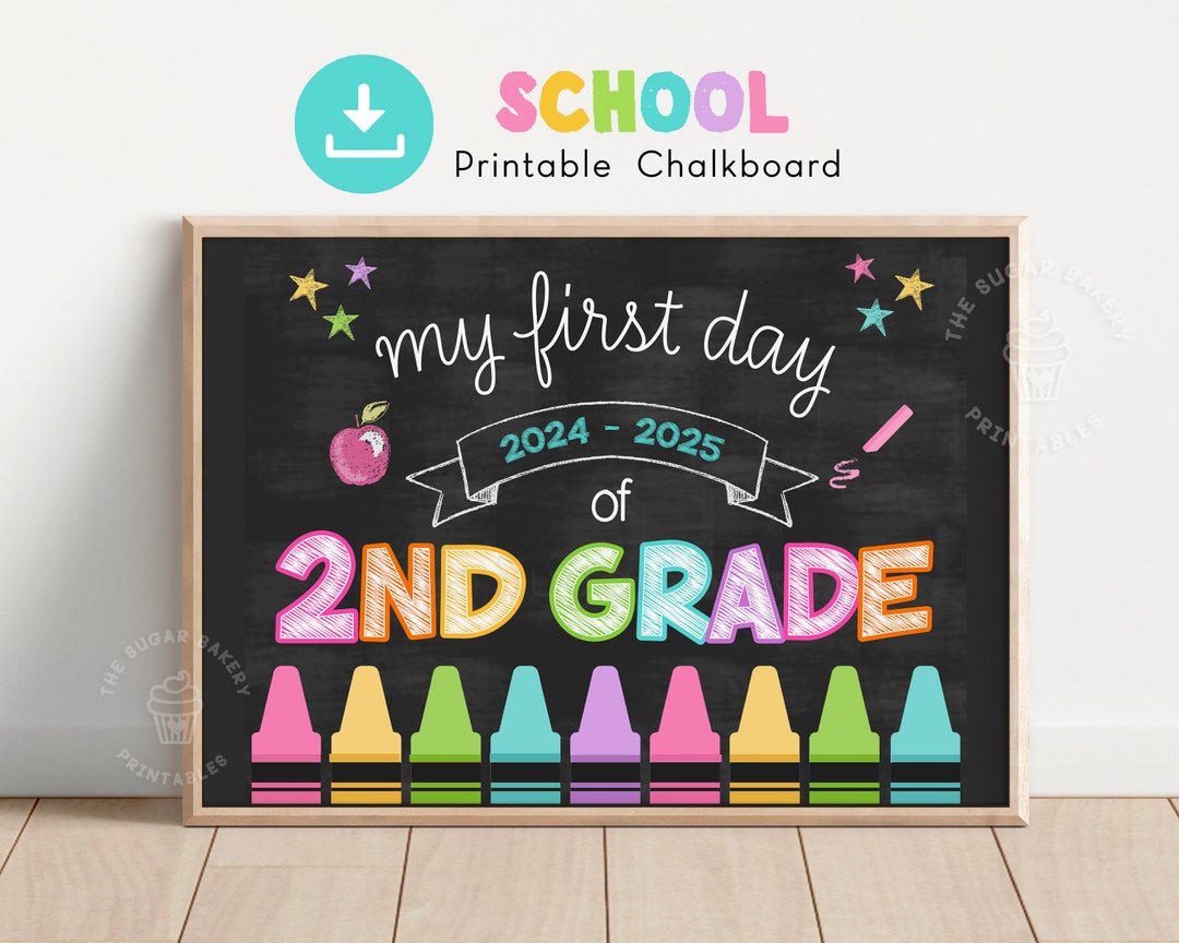 FIRST Day of 2nd GRADE Sign, Printable 2nd Grade School Sign, 2nd Grade ...