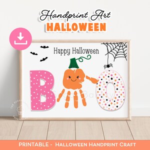 Happy Halloween Handprint Art, Ghost BOO Pumpkin Handprint Craft ...