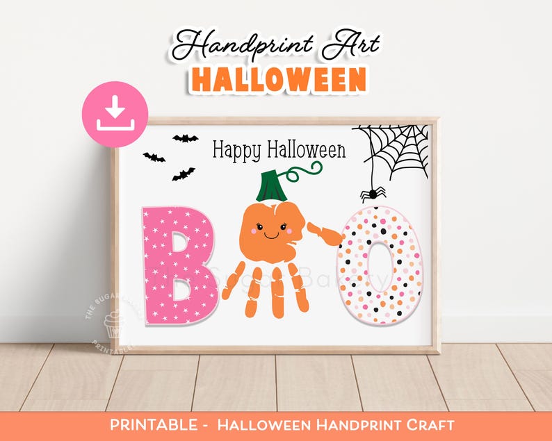 Happy Halloween Handprint Art, Ghost BOO Pumpkin Handprint Craft ...