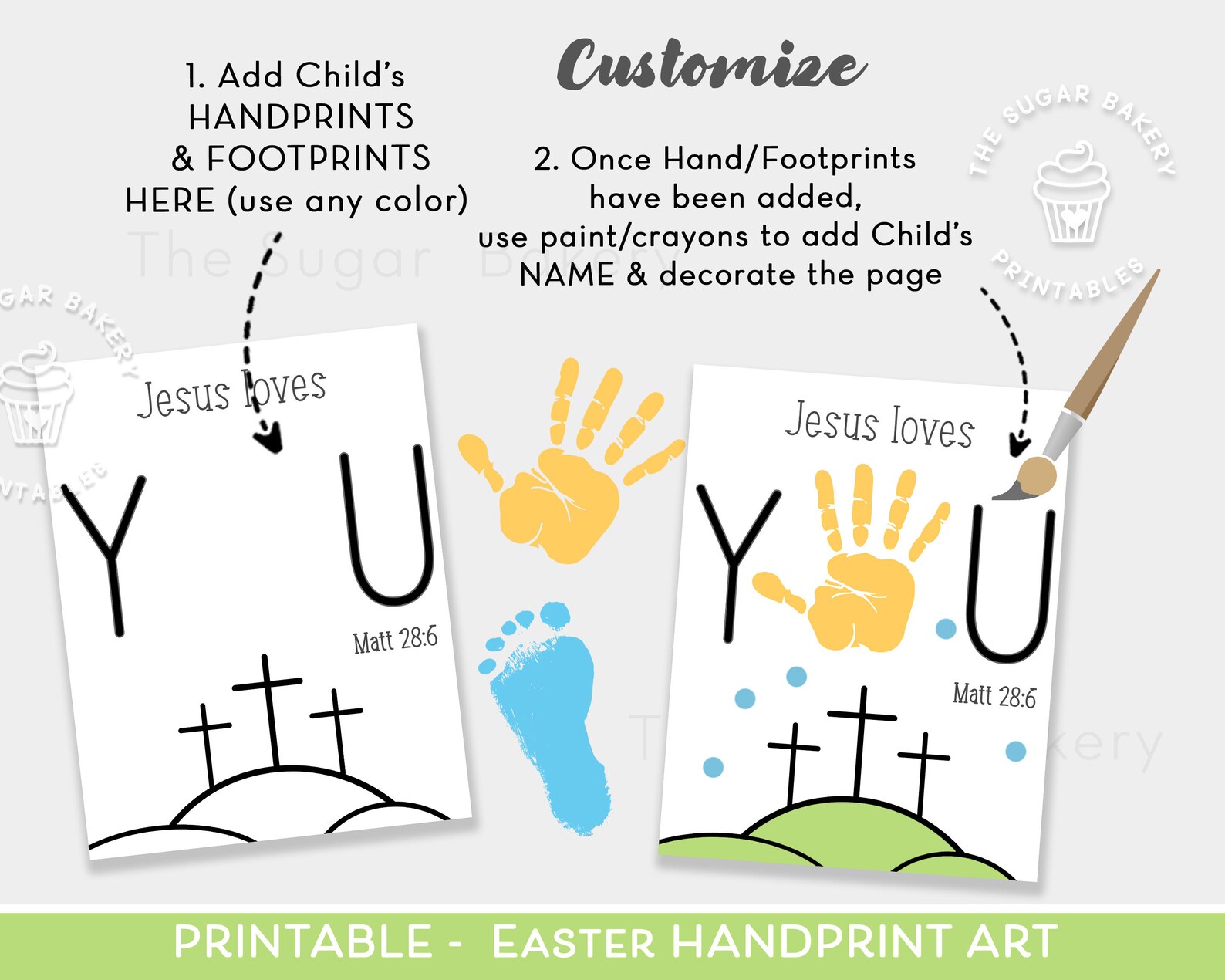 Easter Handprint Art, Easter Handprint Craft, He is Risen, Jesus Loves ...
