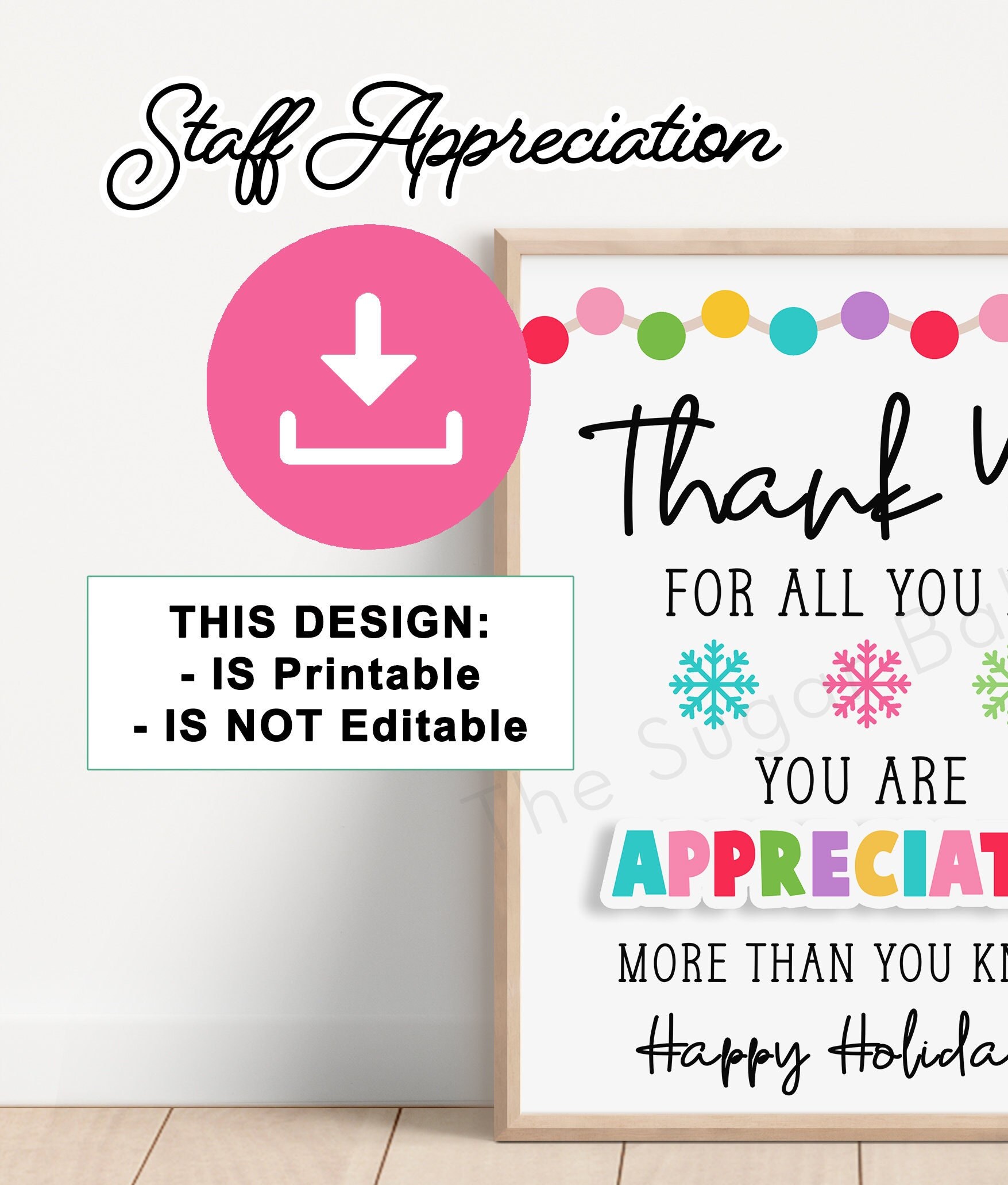 Staff Appreciation Sign Printable Sign Christmas Staff Sign Thank You ...