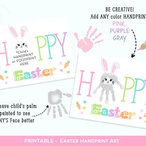Easter Handprint Art, Happy Hoppy Easter Bunny Handprint Crafts ...
